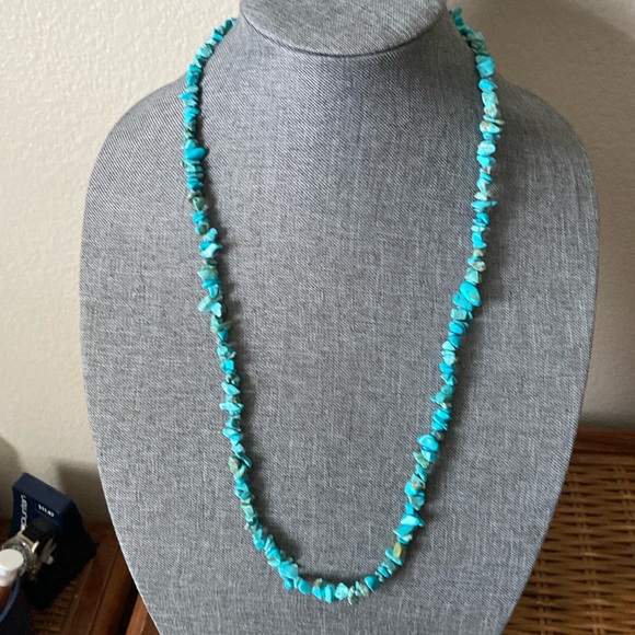 Jewelry | New Polished Turquoise Stone Chips Necklace 3 Inches Long ...